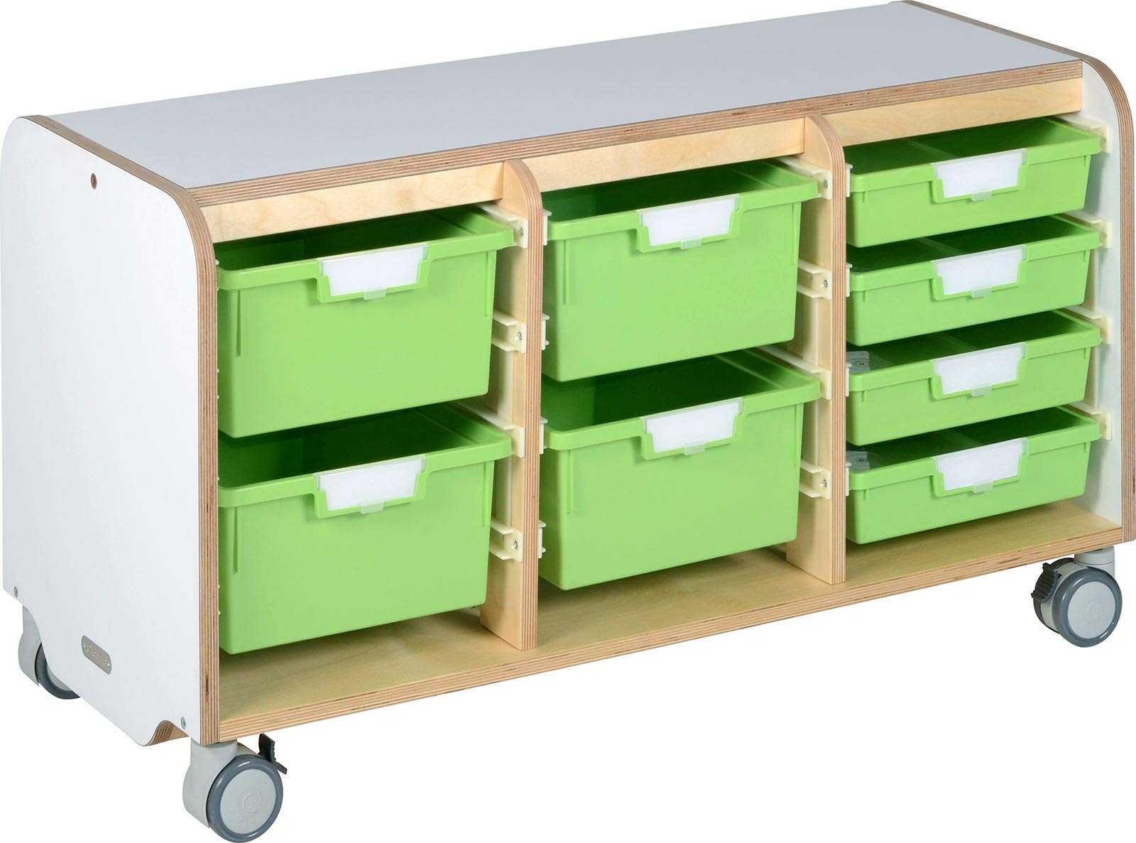 Glide & Tilt Tote-Tray Storage 4 Bay - Learning Spaces Global