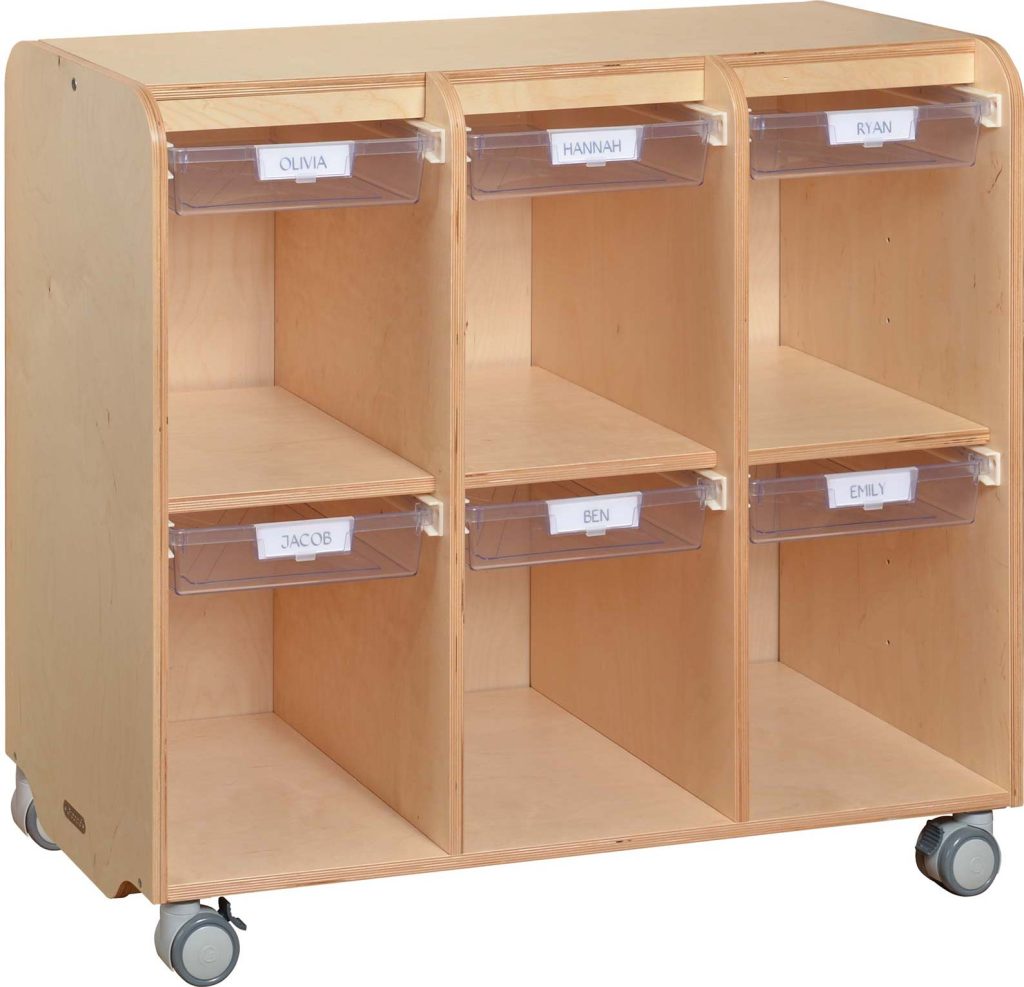Mobile Cubby Lockers with Tote-Tray Runners - Learning Spaces Global